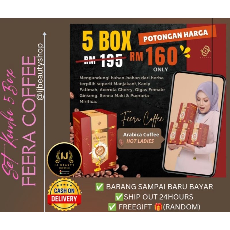 NEW EDISI RAYA LIMITED[PEKEJ MINI AGEN]FEERA COFFEE KOMBO JIMAT 5 BOX 💯 ...