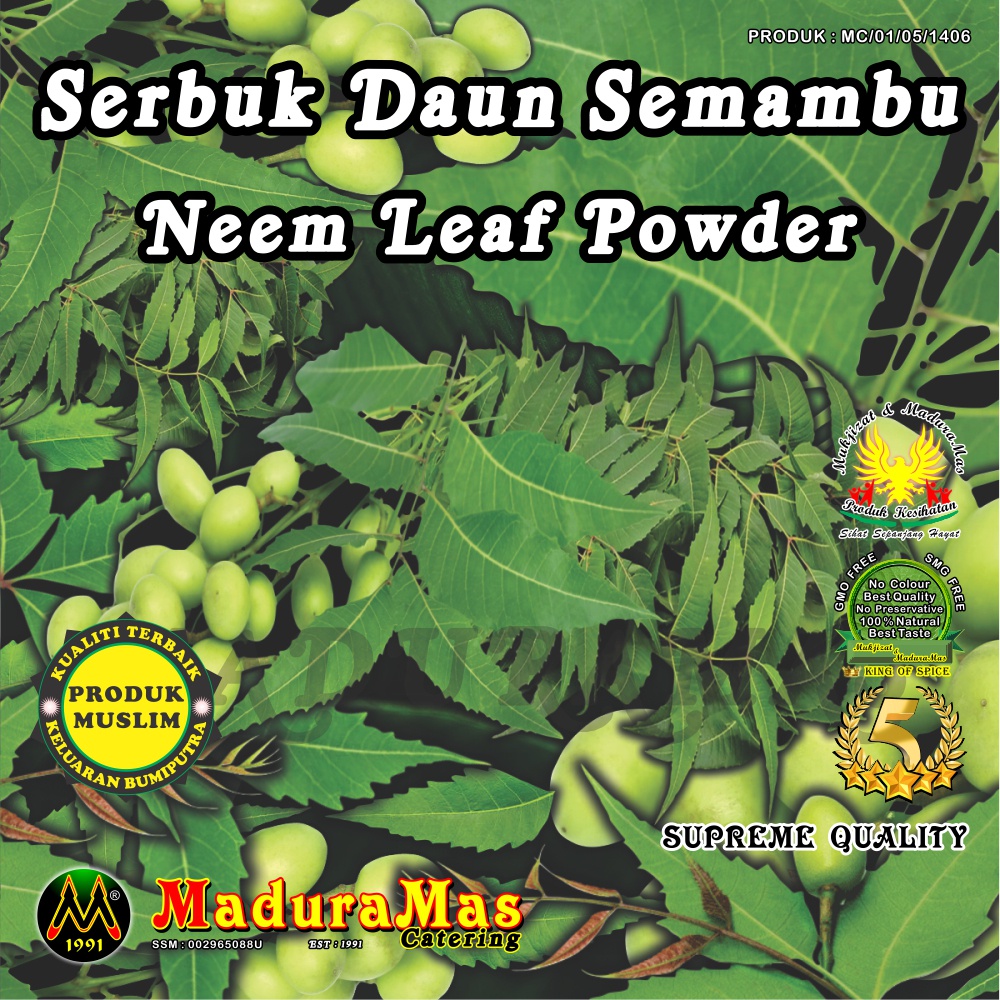 Serbuk Daun Semambu - Dried Neem Powder 10g - 50g (100% Pure) | Shopee ...
