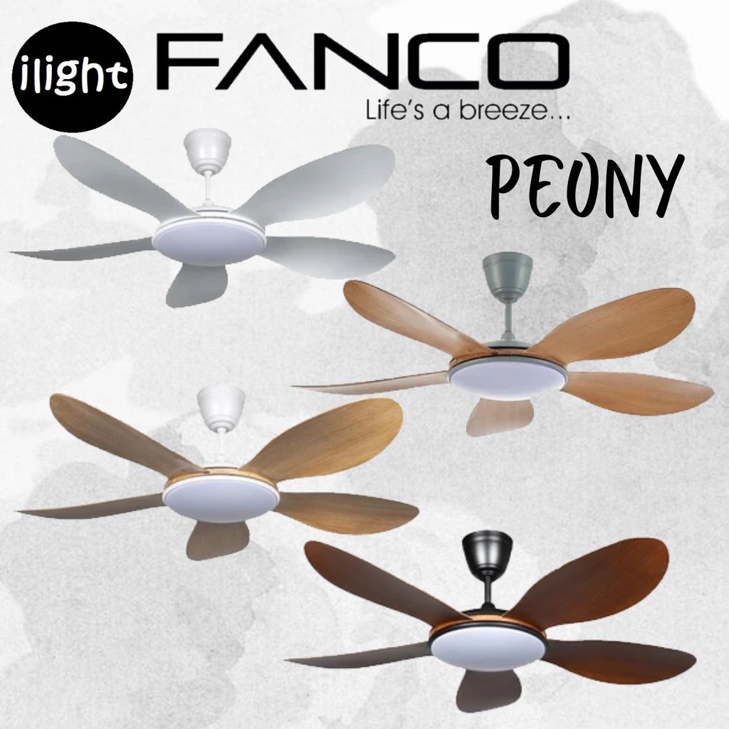 FANCO Peony 52 Inches DC Motor with 3 Color LED Light Ceiling Fan ...