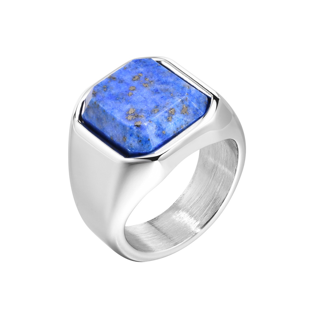 Vnox Stylish Square Natural Stone Signet Rings for Men, Stainless Steel ...