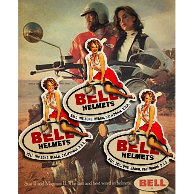 3.5inci Classic/retro B3LL Helmets Sticker Pinup girl | Shopee Malaysia