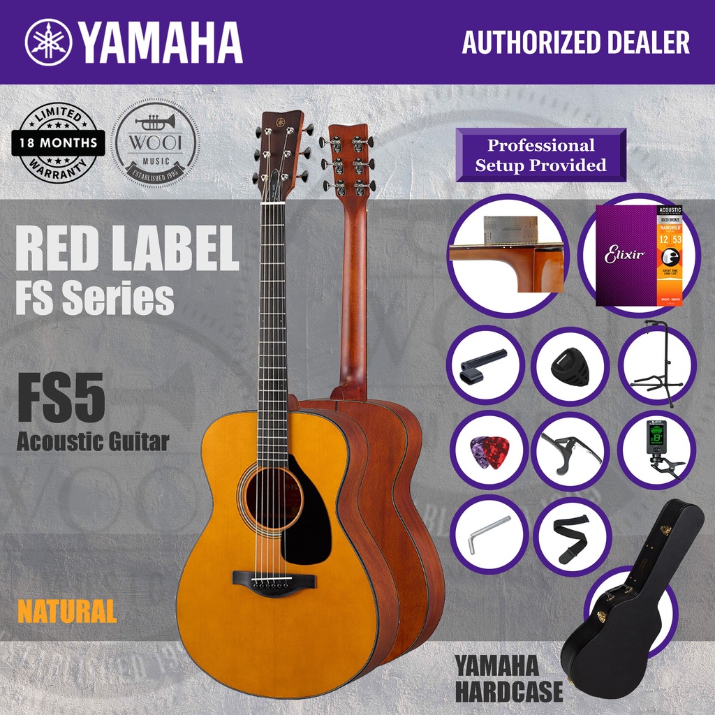 Yamaha Red Label FS5 Full Solid Concert Acoustic Guitar with Hardcase ...