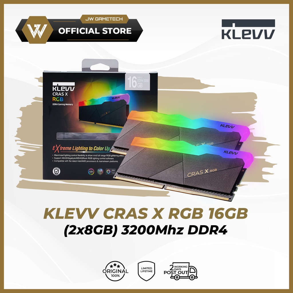 KLEVV CRAS X RGB 2x8GB 3200Mhz DDR4 RAM | Shopee Malaysia
