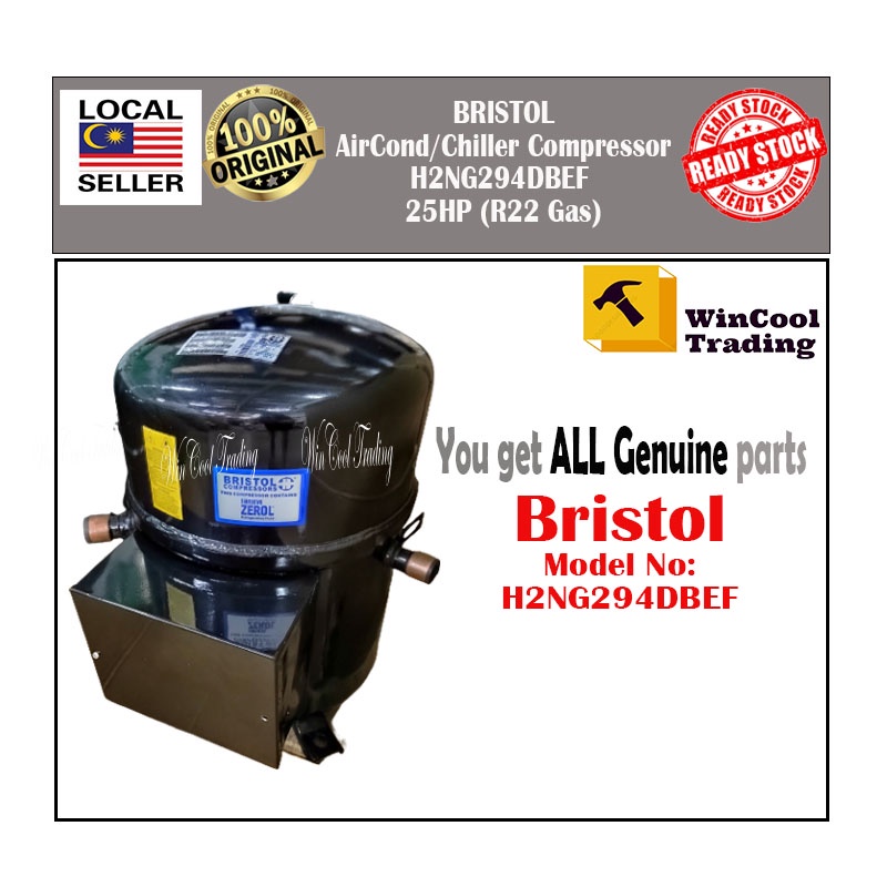 Bristol AirCond/Chiller Compressor 25HP (R22 Gas) Model : H2NG294DBEF ...