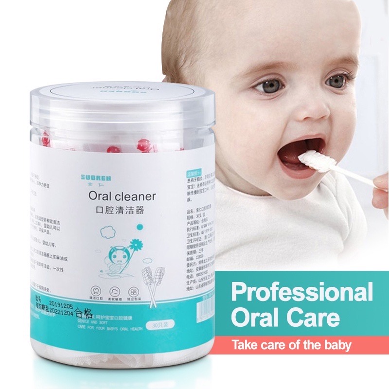 Baby Oral Cleaner 30pcs Medical Cotton Swab Gauze Baby Oral Cleaner ...
