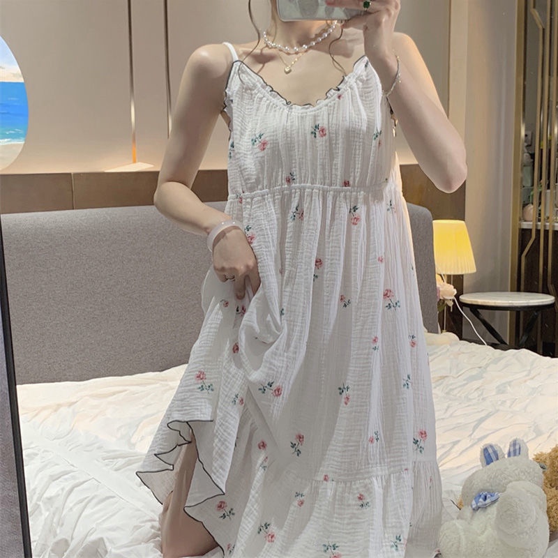 Condole belt nightgown women's summer 2022 new sexy printed pajamas ...