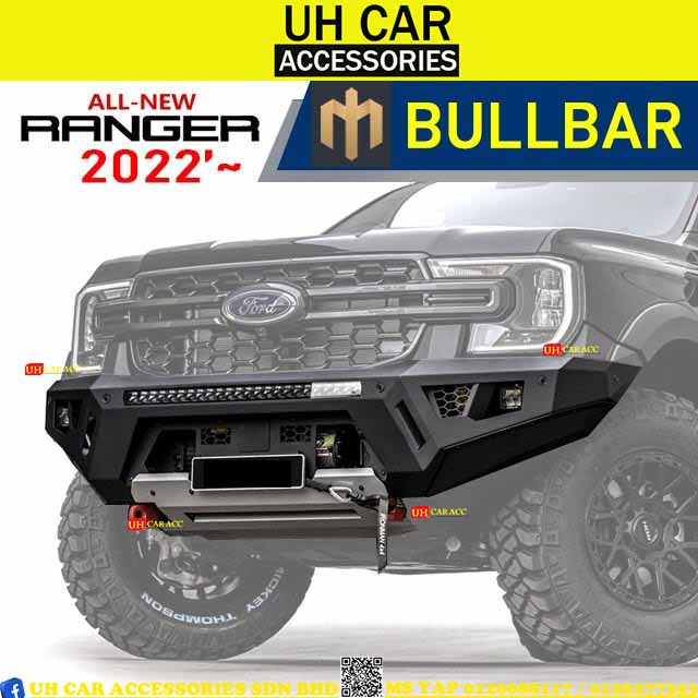FORD RANGER T9 2022 IRON STEEL FRONT RAID BUMPER BULL BAR WITH LIGHT ...