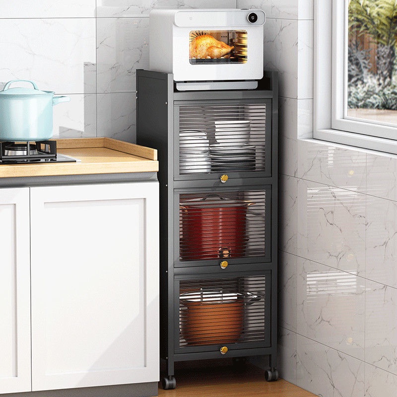 Kitchen storage cabinet dining side cabinet with wheels seam locker ...