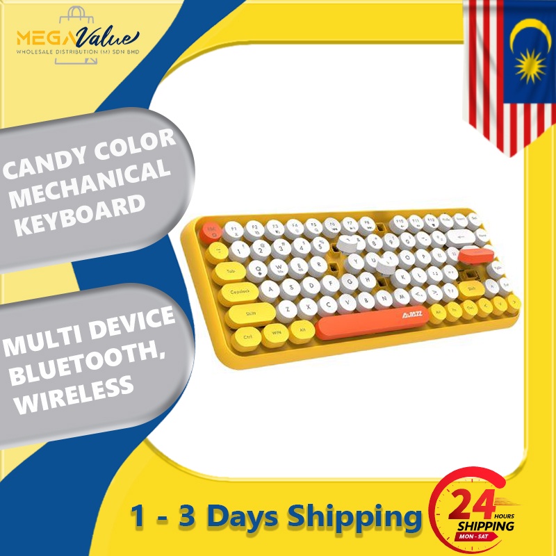 READY STOCK | Candy Color Mechanical Keyboard Multi-Device Bluetooth ...