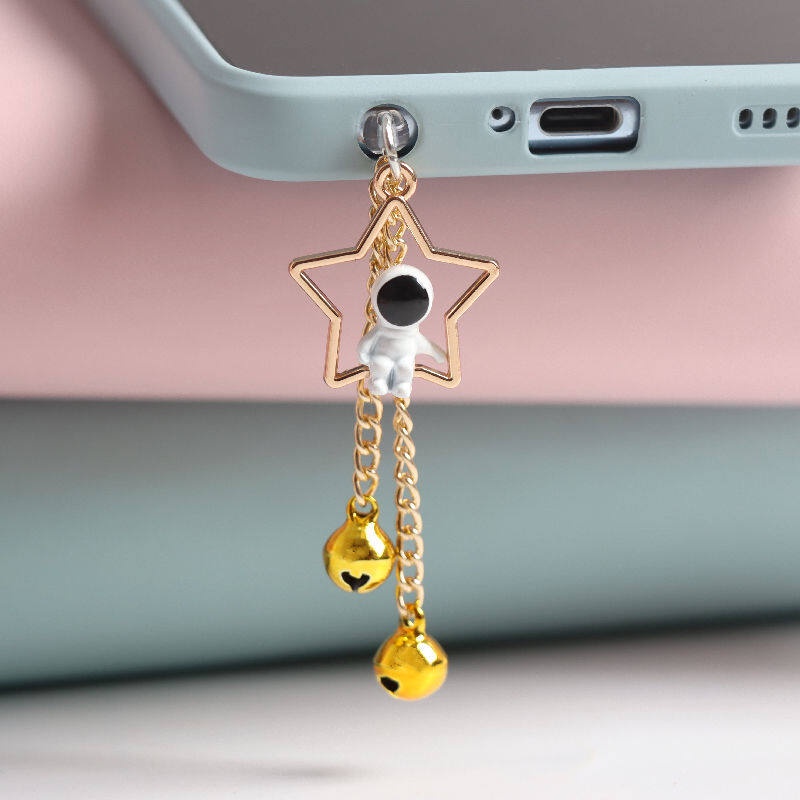 Fashion cute moon Star astronaut mobile phone dust plug pendant dust ...