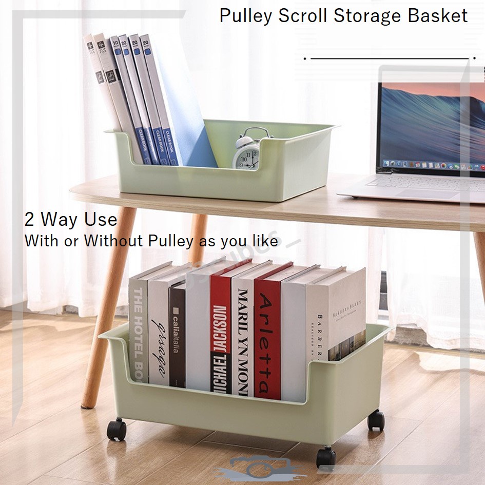 Multi Function Pulley Scroll Storage Basket Trolley with Wheel Roller ...