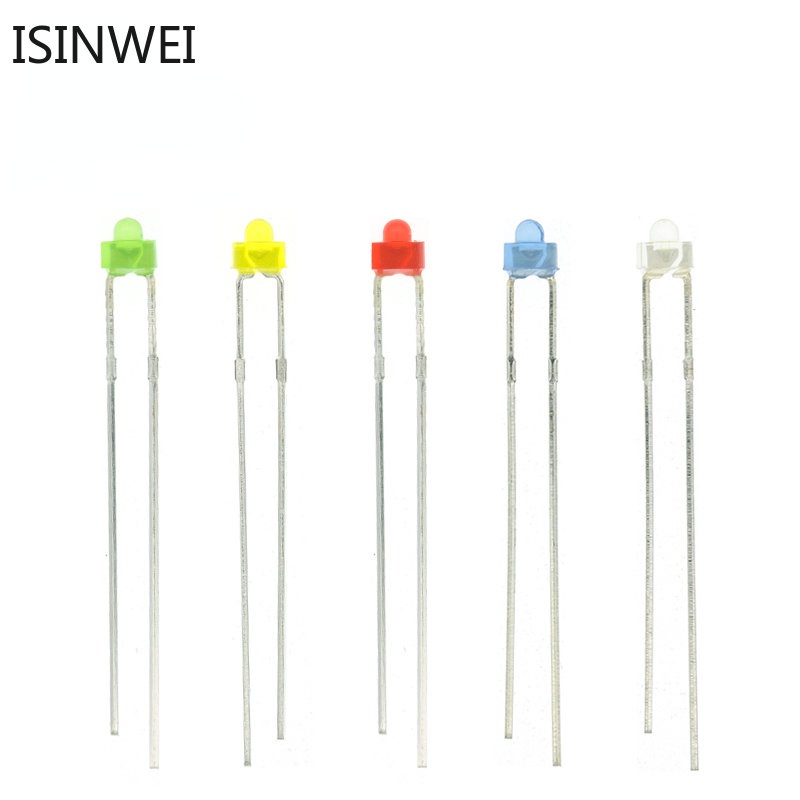 100PCS 1.8mm LED Diode Light Diffused Assorted Kit Green Blue White ...