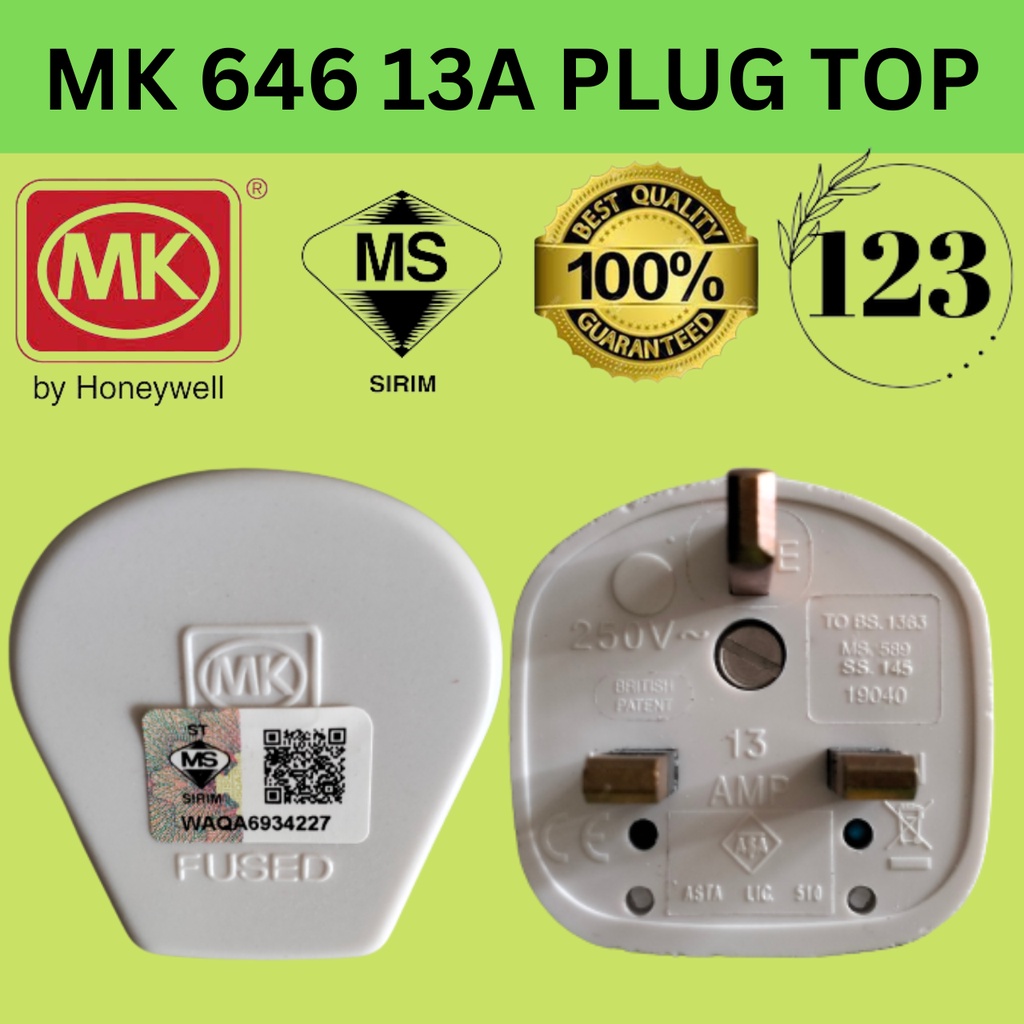 MK 646 13A 3 PIN 250V Fused Plug Top Heavy Duty [SIRIM APPROVED ...