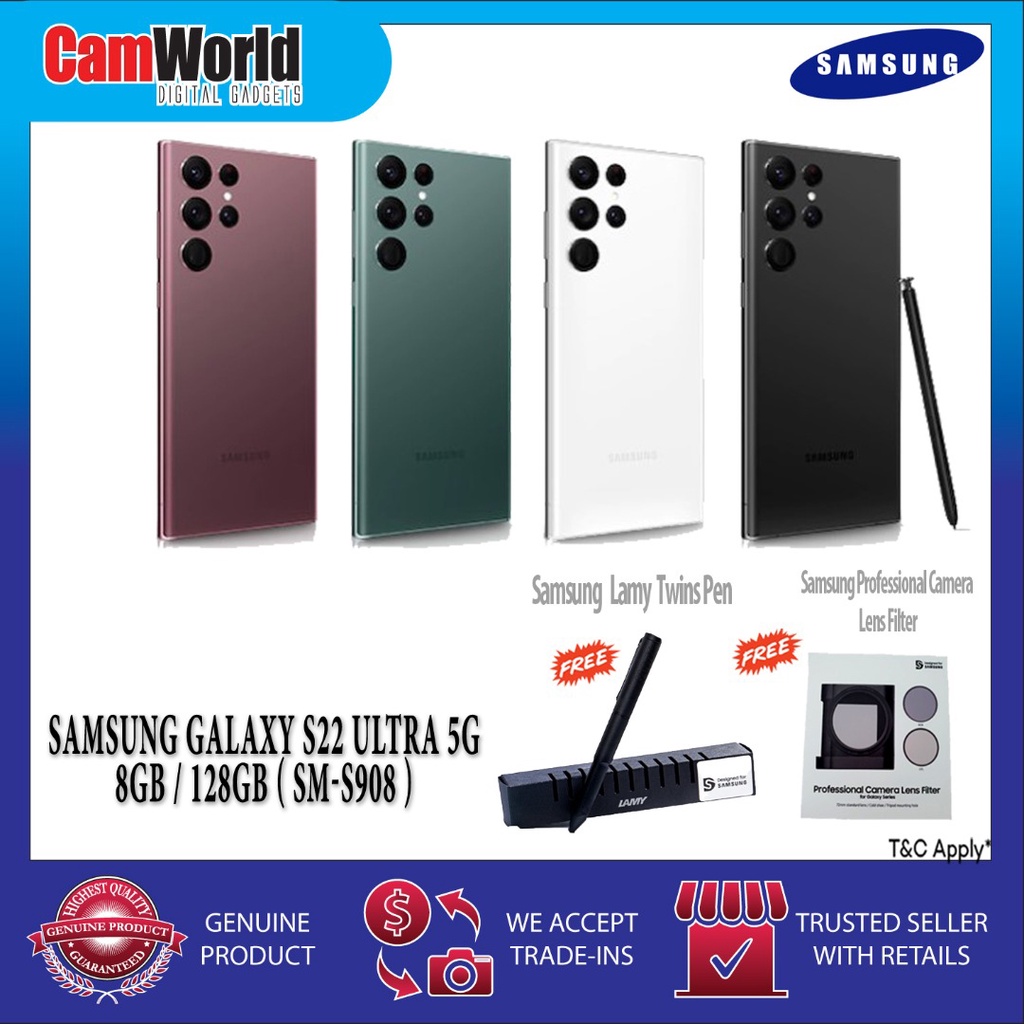 Samsung Galaxy S22 Ultra 5G ( SM-S908 ) ( 8GB + 128GB ) With Filter ...