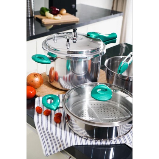 Homecook Pressure Cooker and steam pan Set Of 6 Pistachio Emerald ...