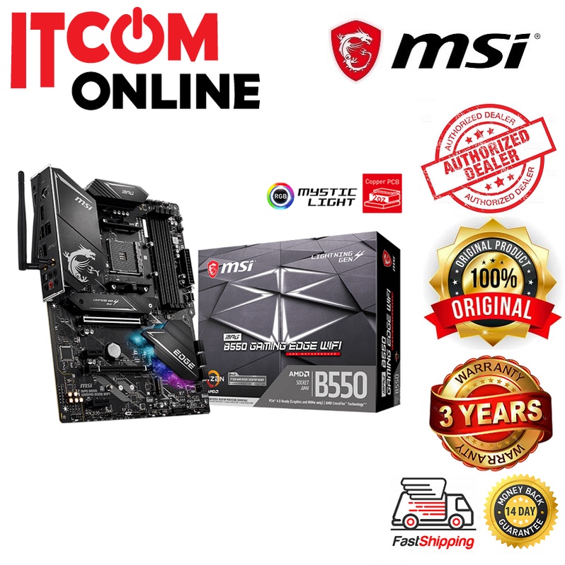 MSI B550 MPG GAMING EDGE WIFI SOCKET DDR4 AM4 MOTHERBOARD (911-7C91-028 ...