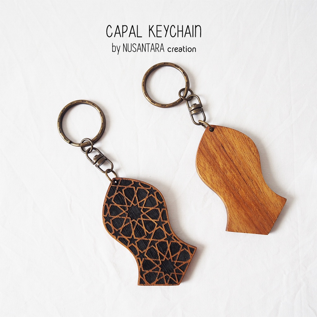 Keychain Capal Teak Wood - Gantungan Kunci Capal Kayu Jati | Shopee ...