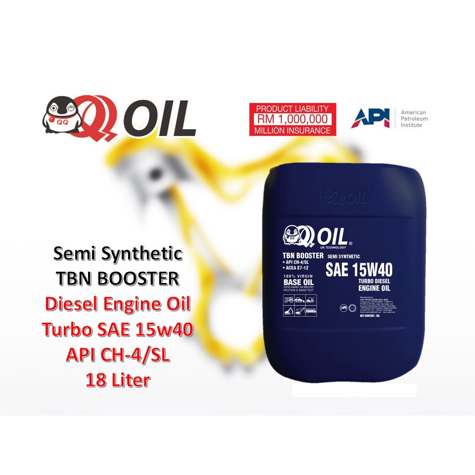 QQ OIL - SAE15w40 API CH-4/SL 18L TBN BOOSTER Semi Synthetic Diesel ...