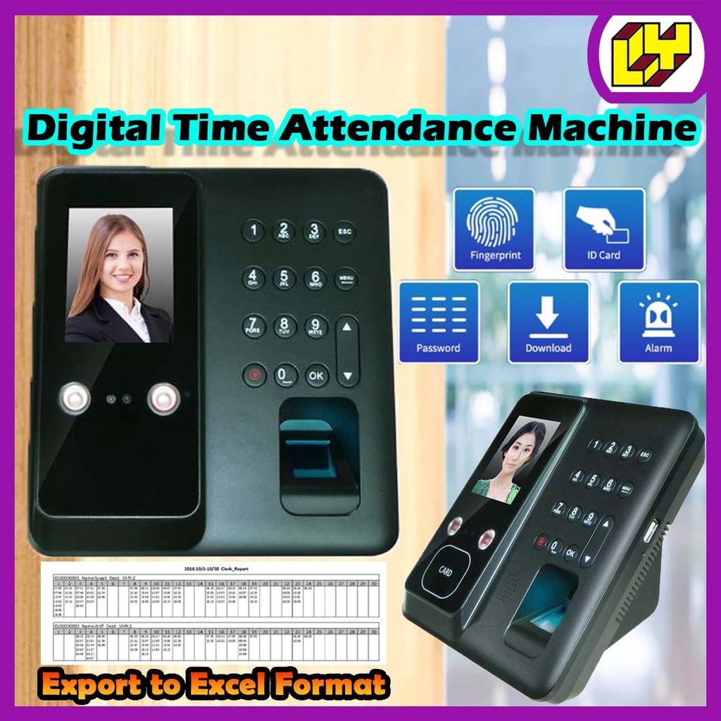 Fingerprint with Face Recognition Time Attendance Absence Machine Direct Export to Excel Format ...