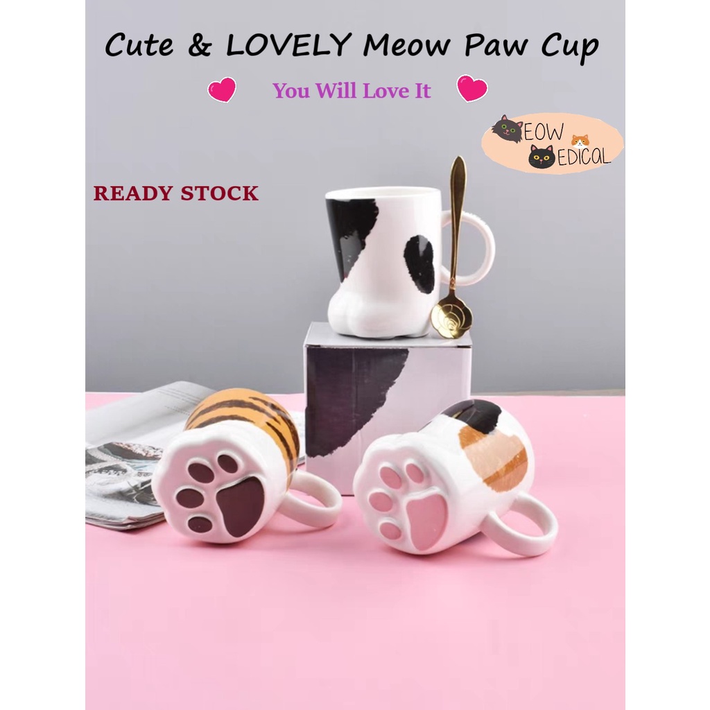 *READY STOCK* Cute Meow Paw Ceramic Cup Coffee Tea Mug with Free Tea ...