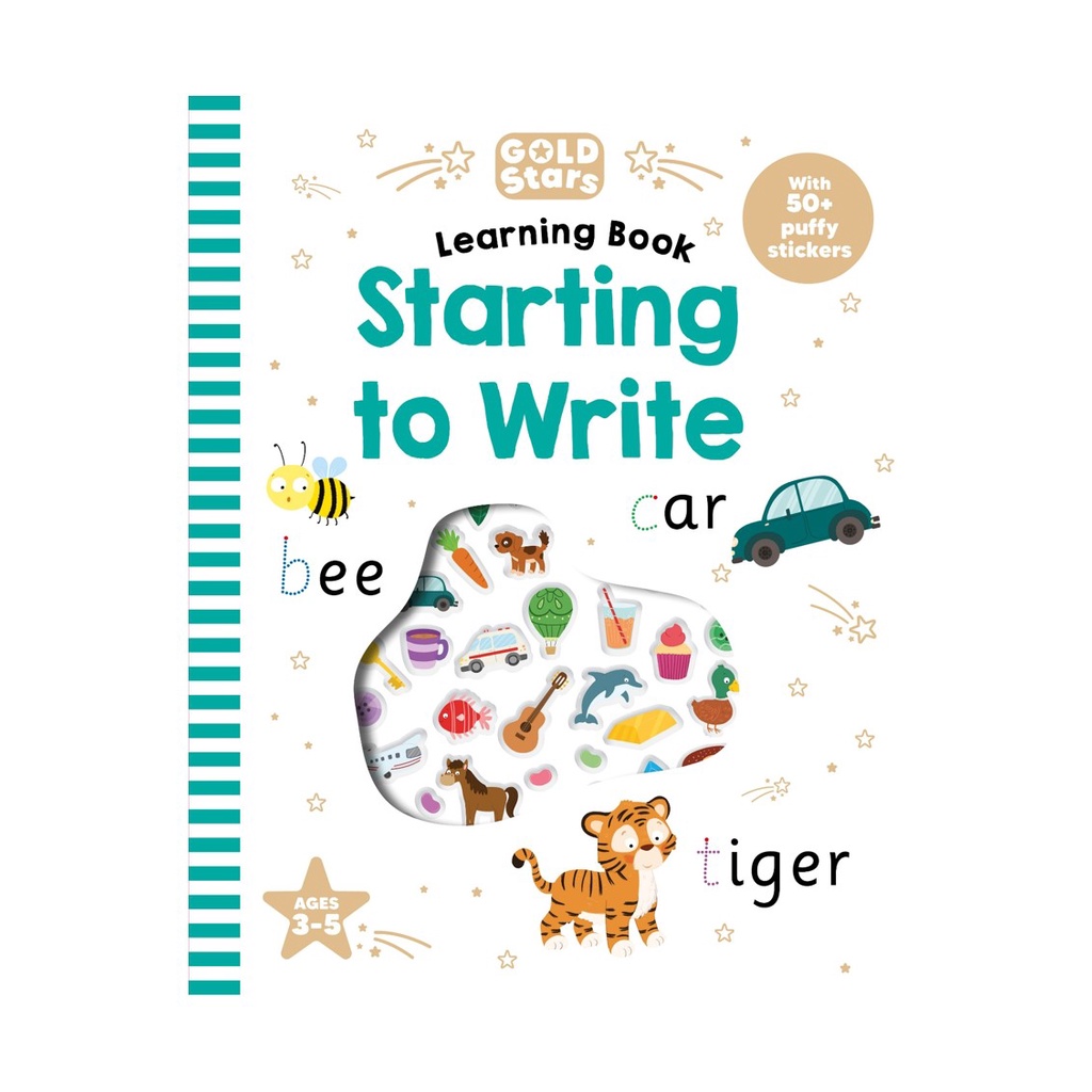 Gold Stars Starting To Write Learning Book for Kids with Puffy Stickers ...