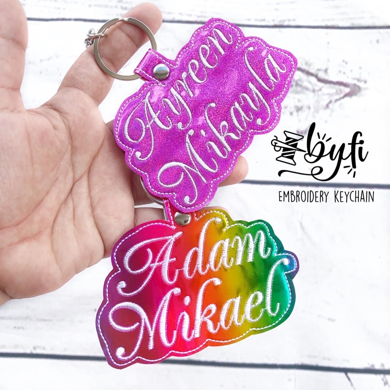 Custom Made Embroidery Name Keychain / Keychain Nama / Bagtag | Shopee ...