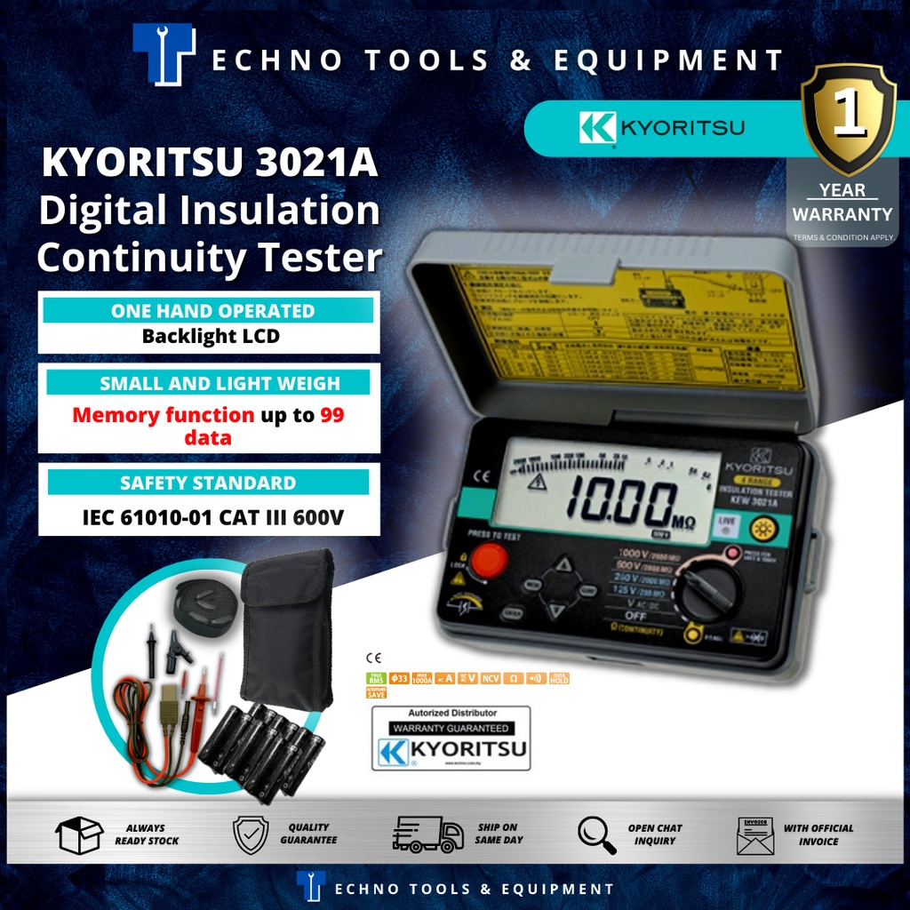 KYORITSU KEW 3021A Digital Insulation / Continuity Tester REPLACE 3021 ...