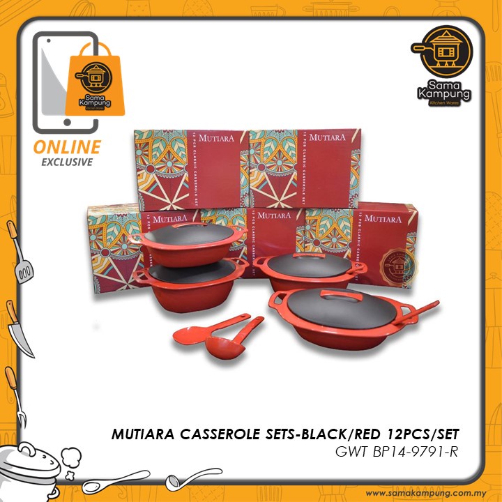 Mutiara Casserole Sets-Black/Red 12pcs/set GWT BP14-9791-R | Shopee Malaysia