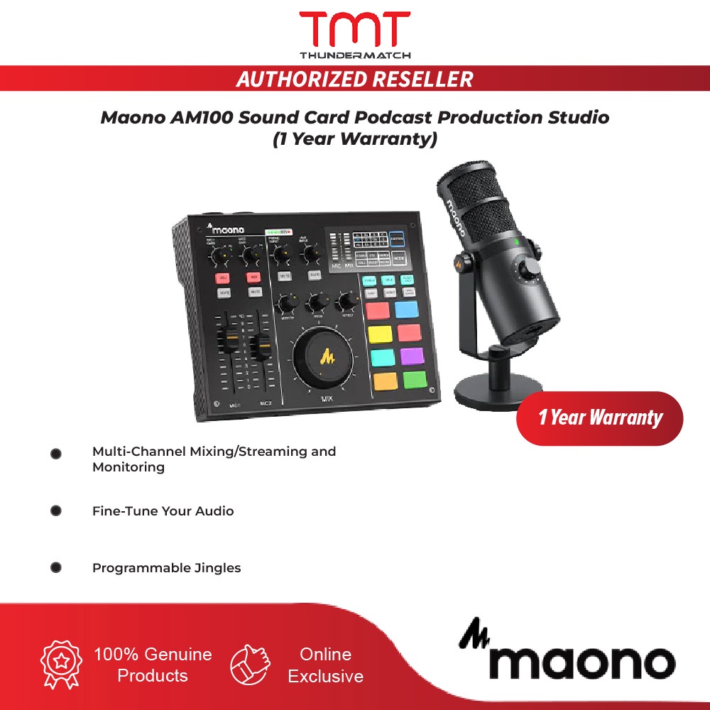 Maono AM100 / AM100 Bundle Set Sound Card Podcast Production Studio (1 ...