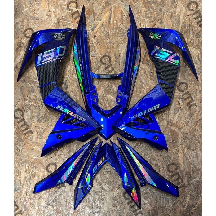 Cover Set Rs150 V1/V2 Sticker Rainbow Carbon Cover Blue Chrome Sticker ...