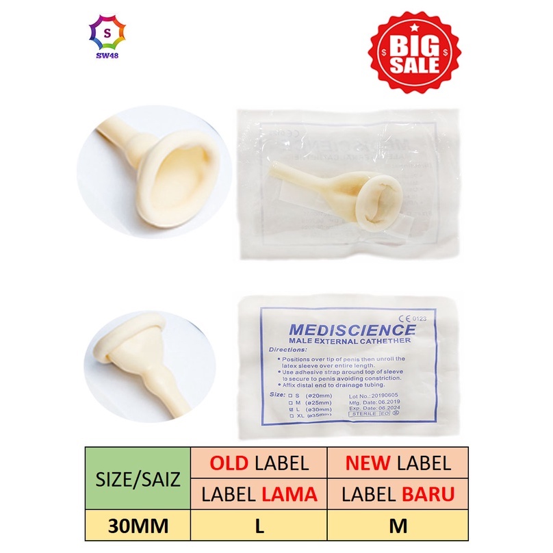 MEDISCIENCE Male External Catheter (uridrop/condom catheter) M-30MM or ...
