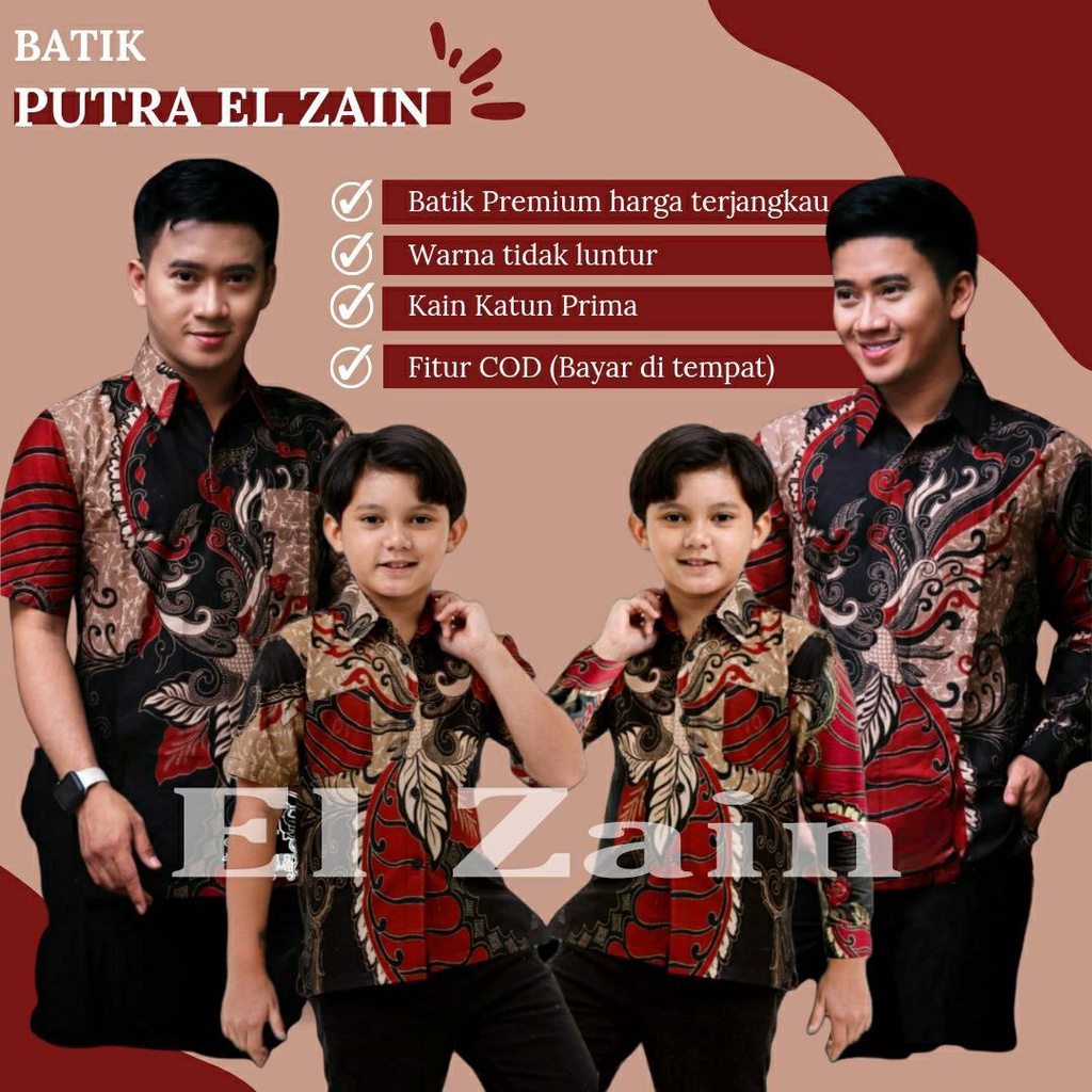 KEMEJA EL Zain Men's Batik LATEST Maron Sangkuriang Batik Couple sweet ...