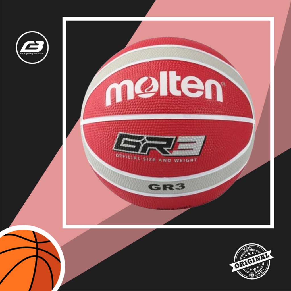 MERAH Molten GR3 Red Basketball (Red) 100% Original Rubber Material ...