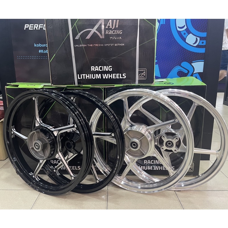 AJI RACING LC135 160/185 -17 FG511 FG 511 LITIUM ALLOY SPORT RIM (SILVER CHROME / BLACK ...