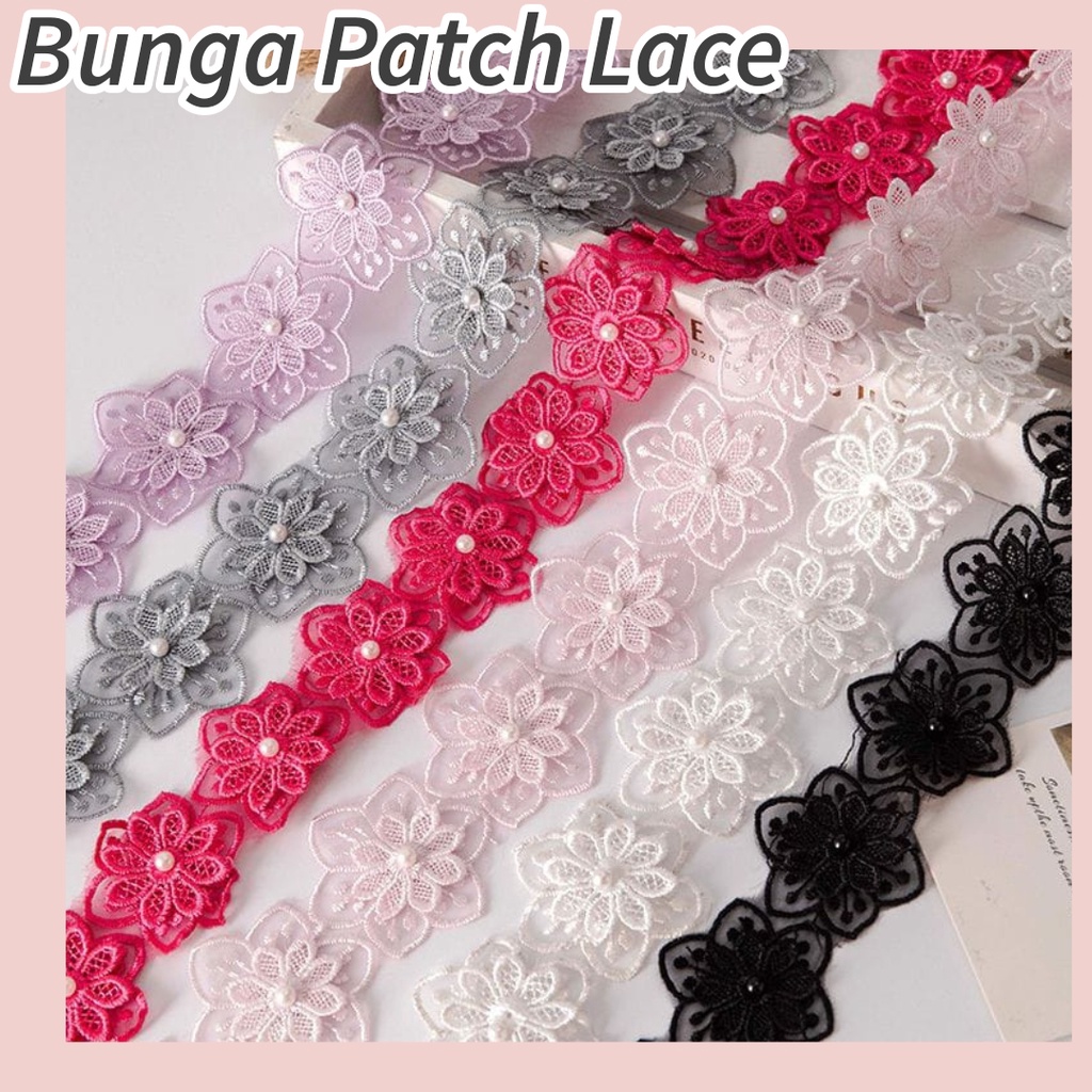5 PCS Flower Pearl Lace/Bunga Tampal Lace Dijahit/Patch Lace/Lace ...
