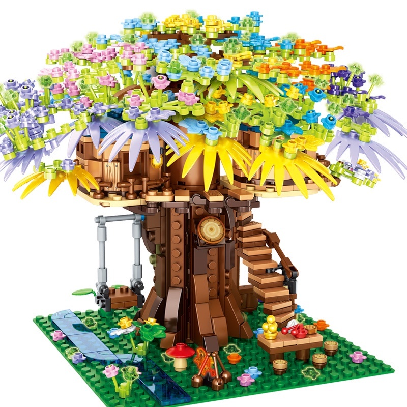 MOC Creative Street View Ideas Series Set Tree House with light ...
