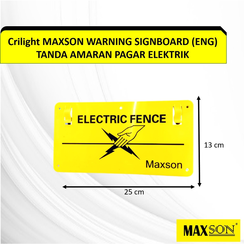 Crilight MAXSON Warning Signboard English Pagar Elektrik Tanda Amaran ...