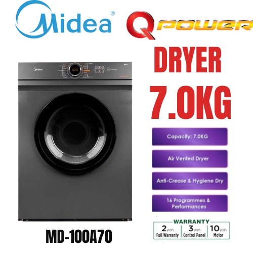 Midea 7KG Air Vented Dryer MD100A70 | Auto Clean | Lunar Dial | 15 ...