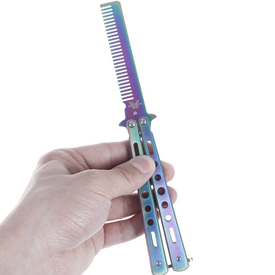 MKR Foldable Balisong Style Stainless Steel Butterfly Comb Training ...