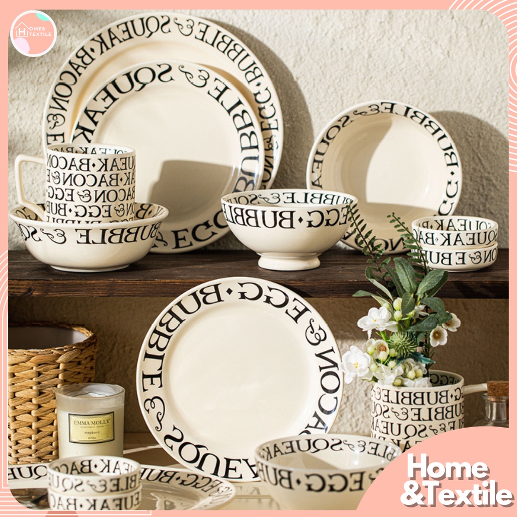 Black Toast&Bacon Ceramic Plate With European Style Letters | Shopee ...