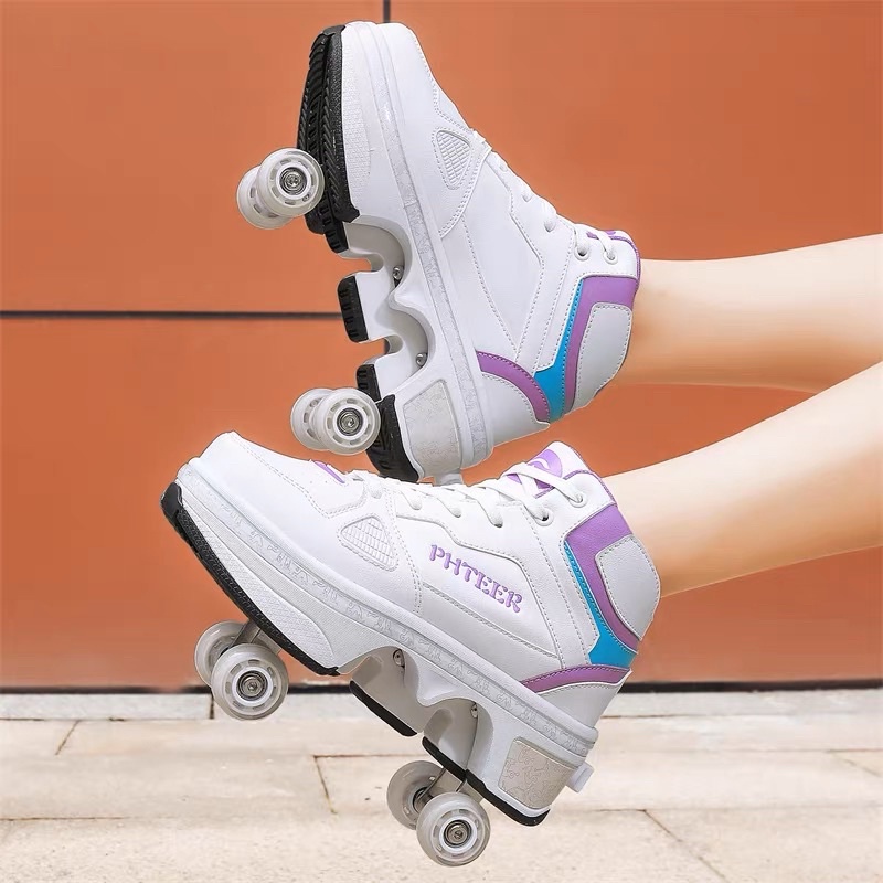 Roll Shoes Anglut convertible shoes heelys four-wheel adult skates dual ...