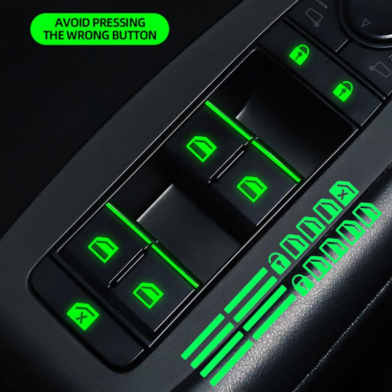 1pcs Car Stickers Window Button Luminous Sticker Door Switches Night ...