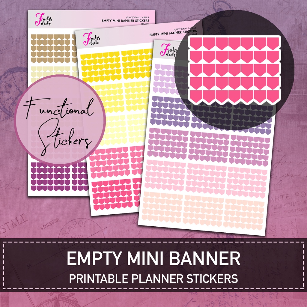 FuchsDich Printable Empty Mini Banner Stickers | PDF File | Date ...