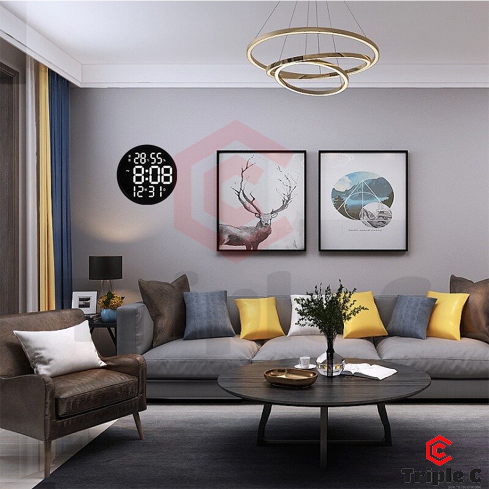 [Triple C] LED Wall Clock Decorative Digital Clocks Home Office ...