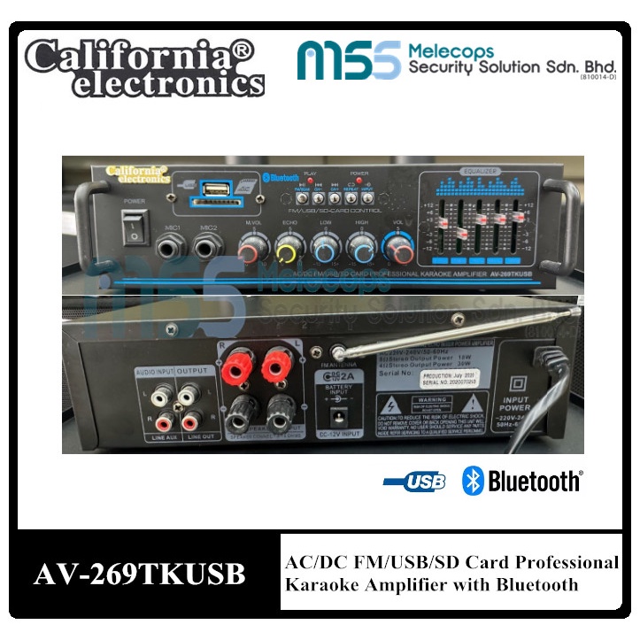 California Electronics AV-269TKUSB AC/DC FM/USB/SD Card Professional ...