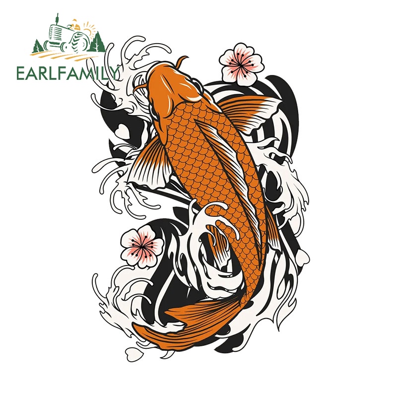 EARLFAMILY 13cm Koi Fish Car Stickers Campervan Motorcycle Bumper Trunk ...