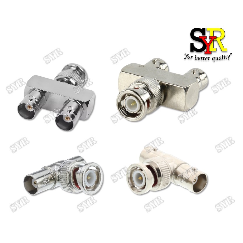 BNC Male to Dual Female Coax Adapter Connector 3 Way T TYPE for Coaxial ...