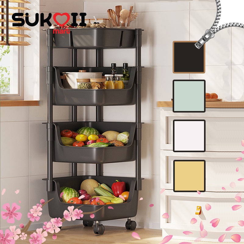 SKOI 4 Layer Kitchen Rack Home Floor Trolley Vegetable Basket ...