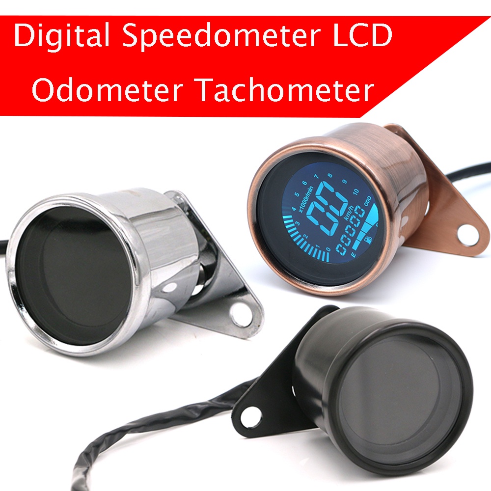 Scooter ATV Meter Universal Motorcycle Digital Speedometer Retro LCD ...