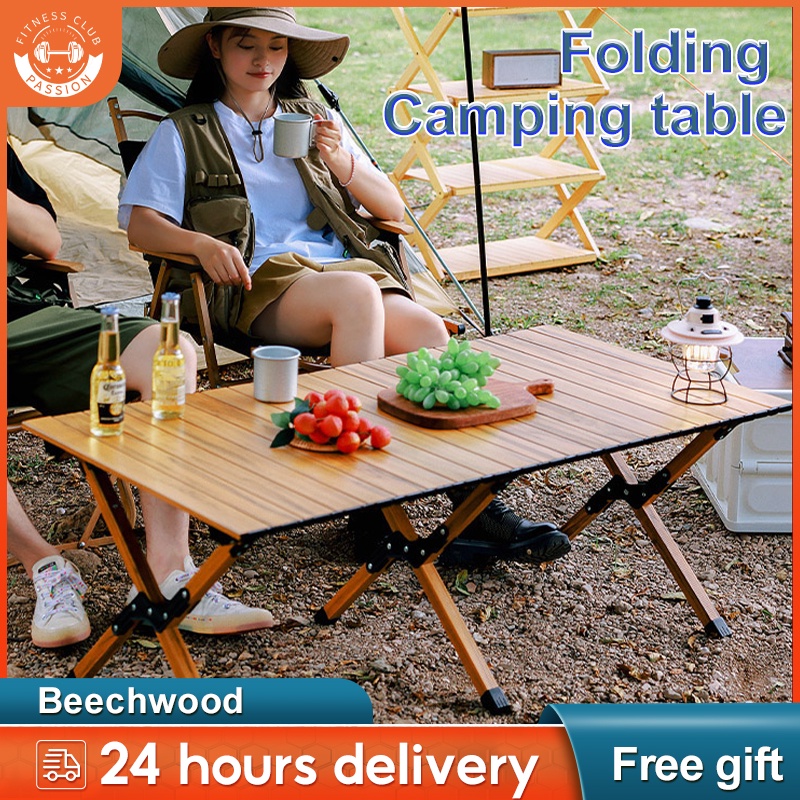PASSION【Ready Stock】120CM Solid Beech Wood Camping Wooden Table ...